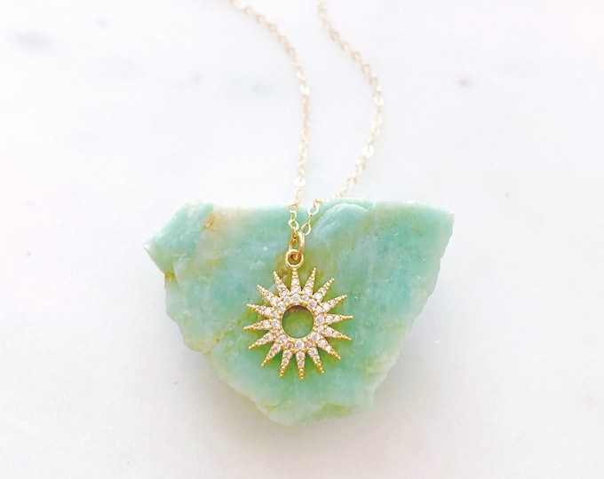 Sunshine Necklace, Sun Necklace Gold, Dainty Gold Necklace, Celestial ...
