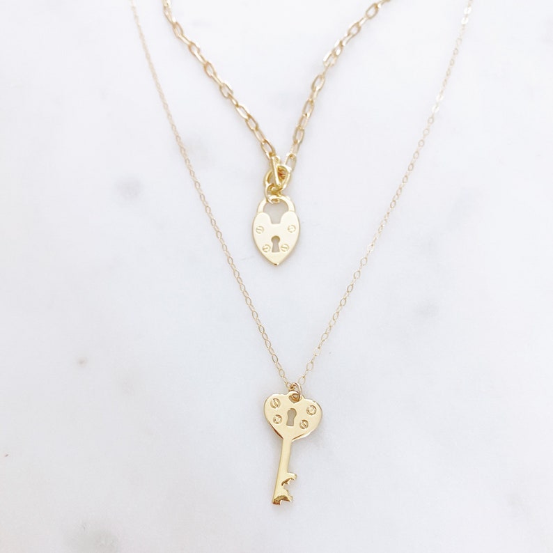 Lock and Key Necklace Layered Necklace Paperclip Chain | Etsy