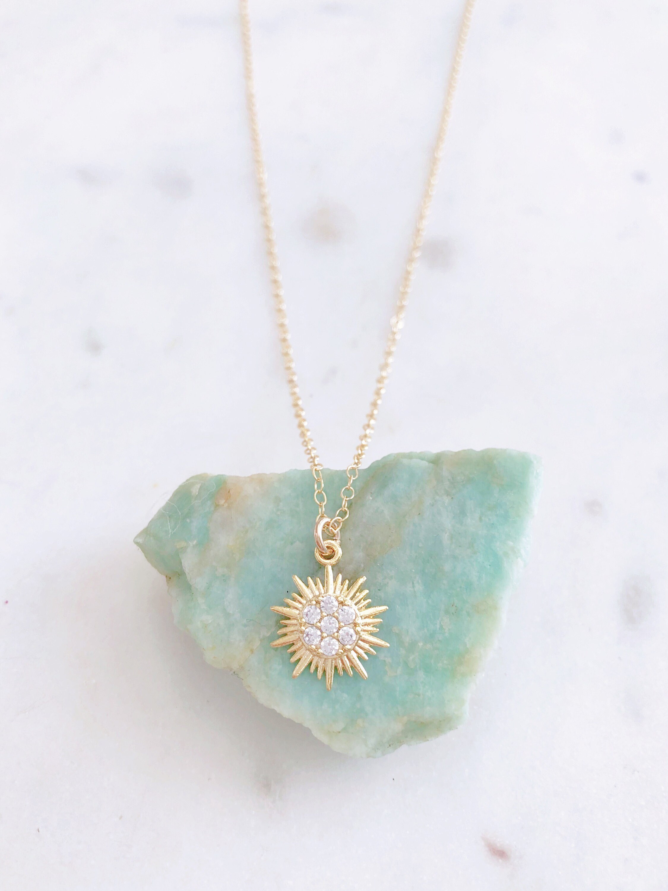 Gold Sun Necklace Sun Necklace Celestial Jewelry Sun | Etsy