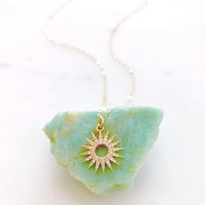 Sunshine Necklace, Sun Necklace Gold, Dainty Gold Necklace, Celestial ...