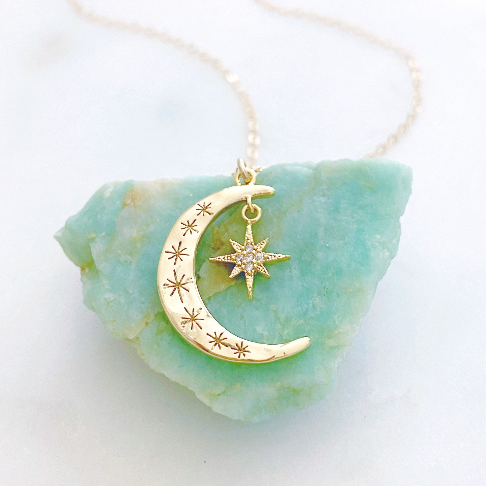 Moon Necklace Moon and Star Necklace Crescent Necklace - Etsy