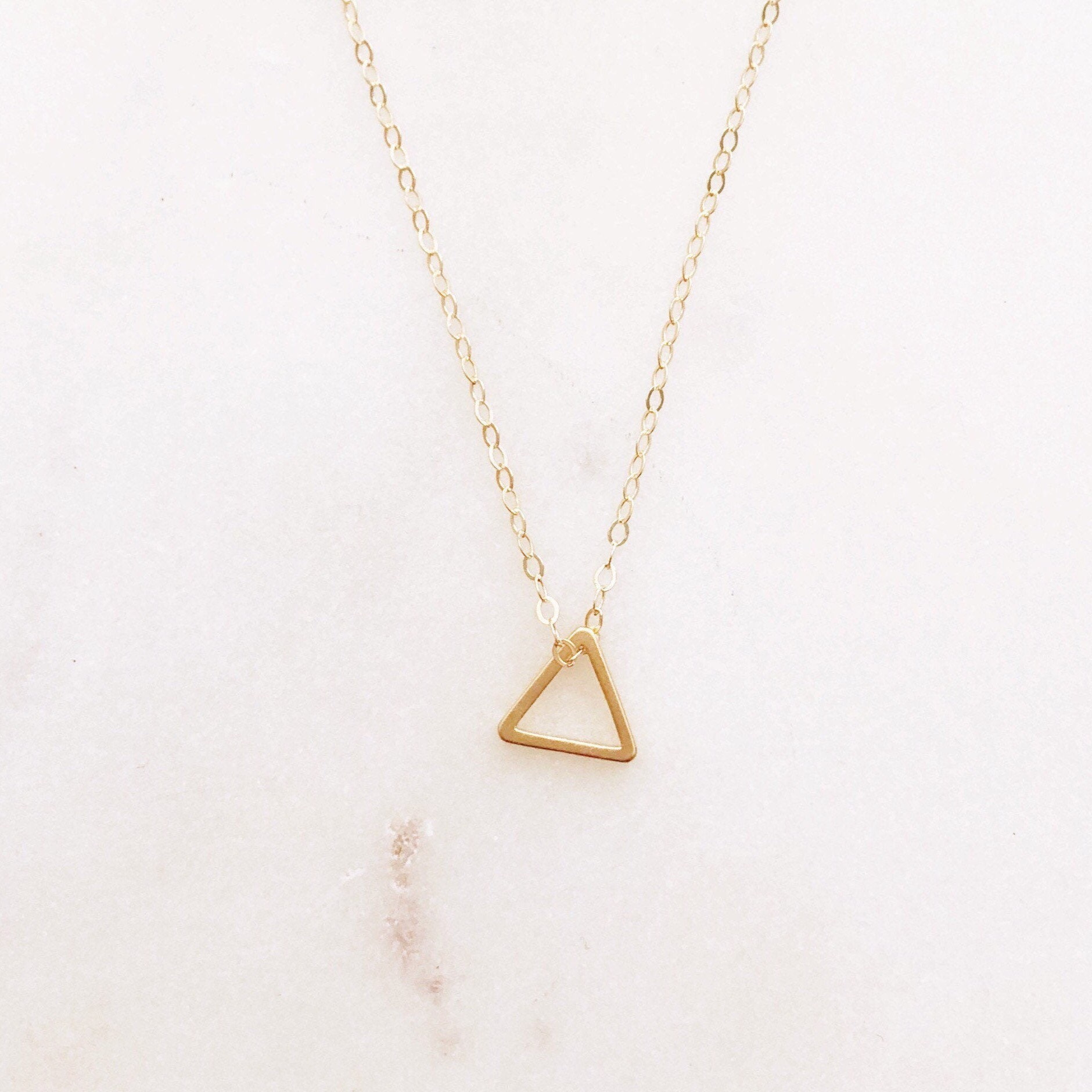 Gold Triangle Necklace Geometric Jewelry Triangle Necklace - Etsy