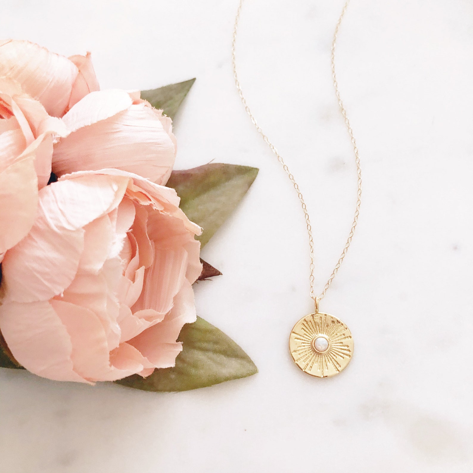 Gold Disc Necklace Sun Necklace Opal Necklace Coin | Etsy