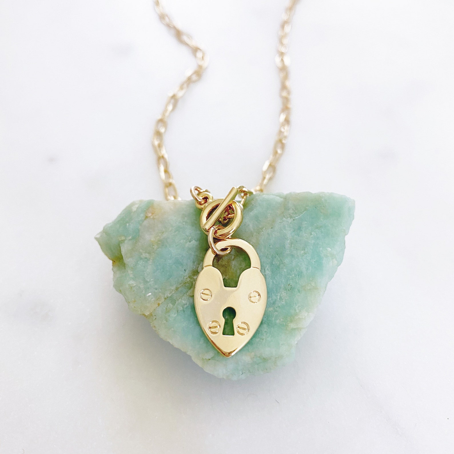 Lock and Key Necklace Layered Necklace Paperclip Chain | Etsy