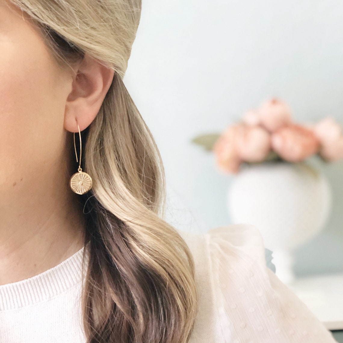 Gold Disc Necklace Sun Necklace Coin Necklace Celestial | Etsy