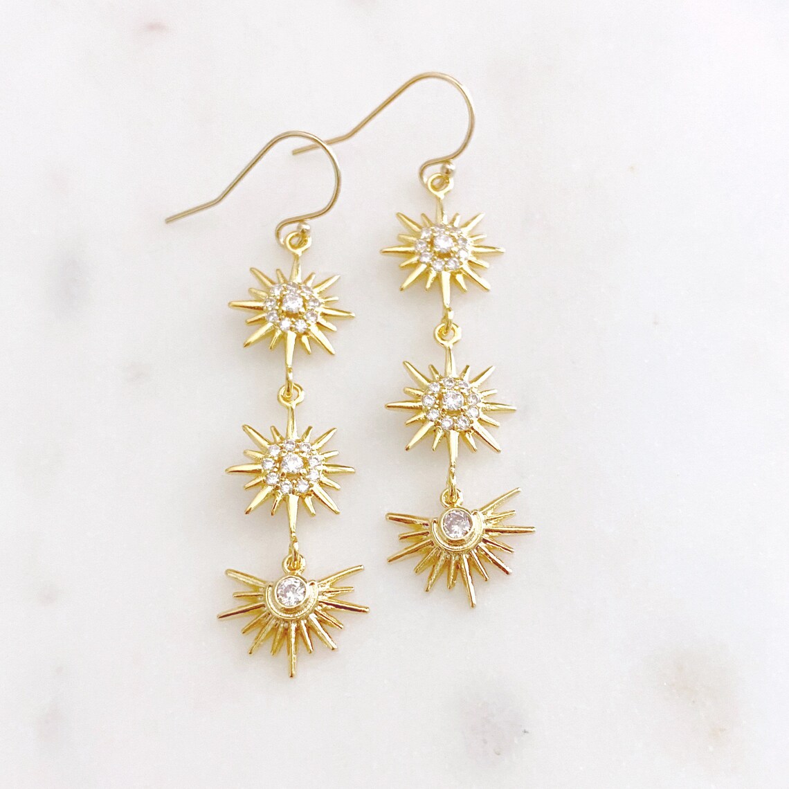 Star Earrings Long Earrings Starburst Earrings Celestial | Etsy