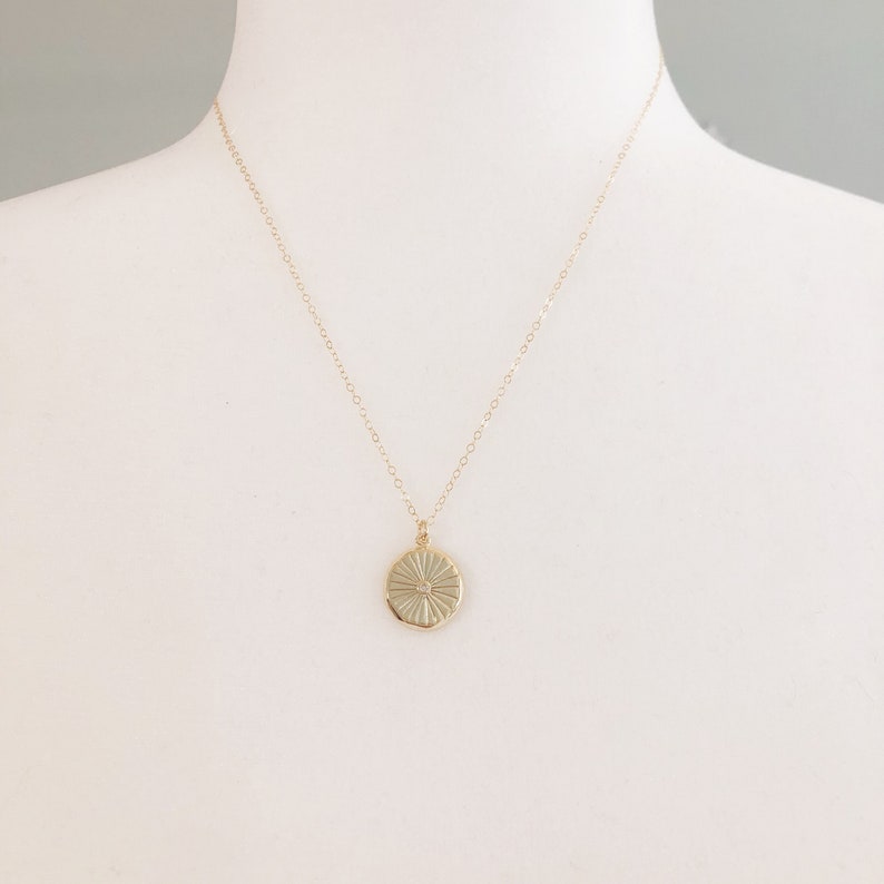 Gold Disc Necklace Sun Necklace Coin Necklace Celestial - Etsy
