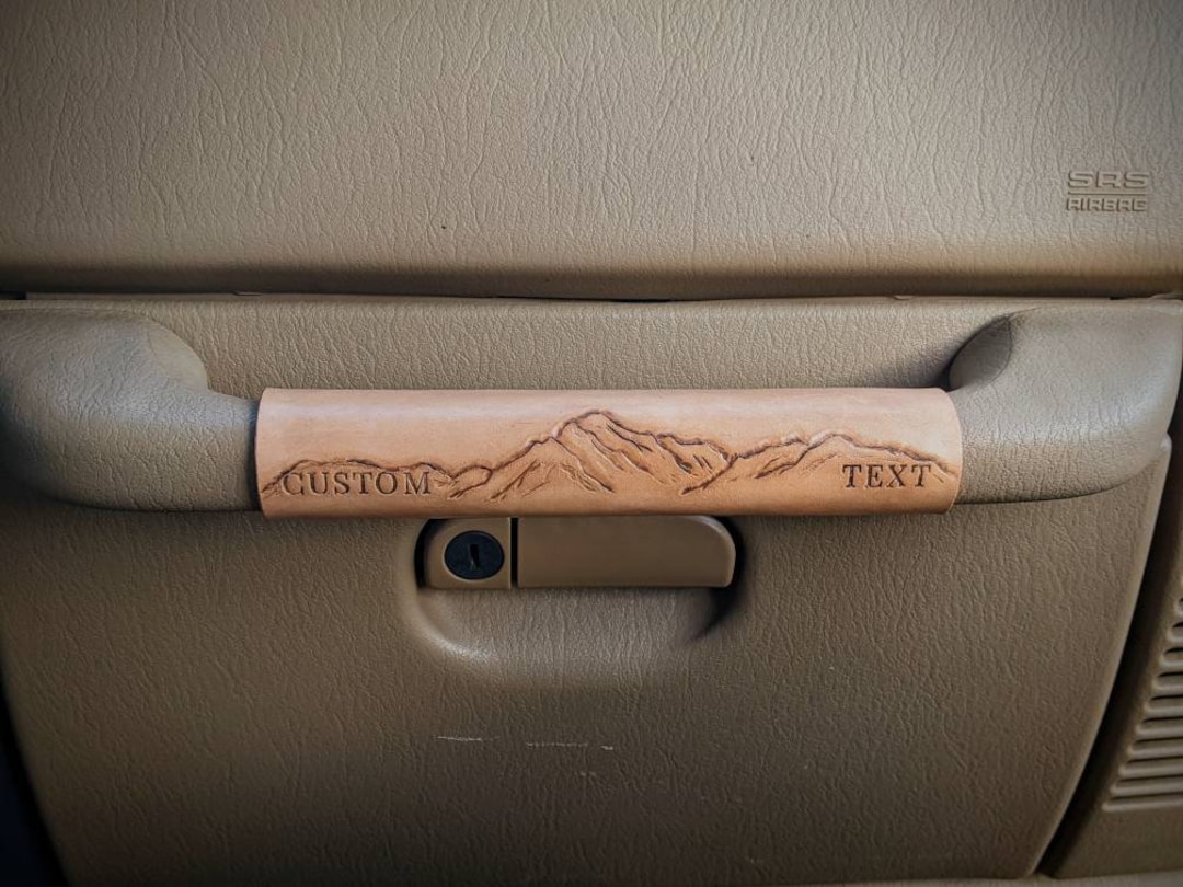 Handmade Tooled Leather Grab Bar Cover Personalized Text - Etsy