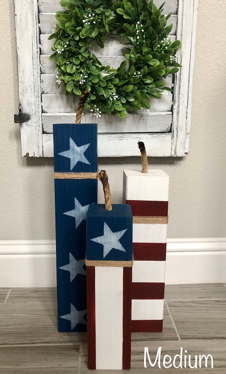 Firecracker Set 4th of July Fourth of July 3 piece wood | Etsy