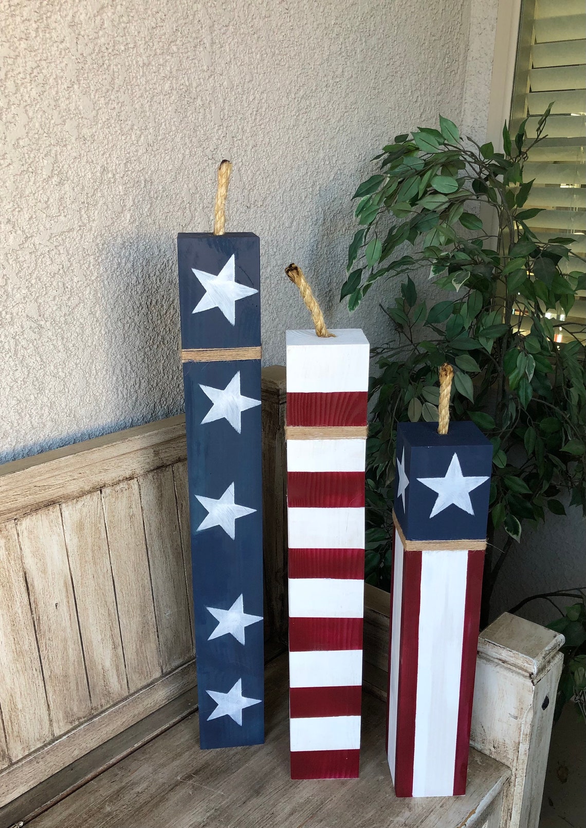 Firecracker Set 4th of July Fourth of July 3 piece wood | Etsy