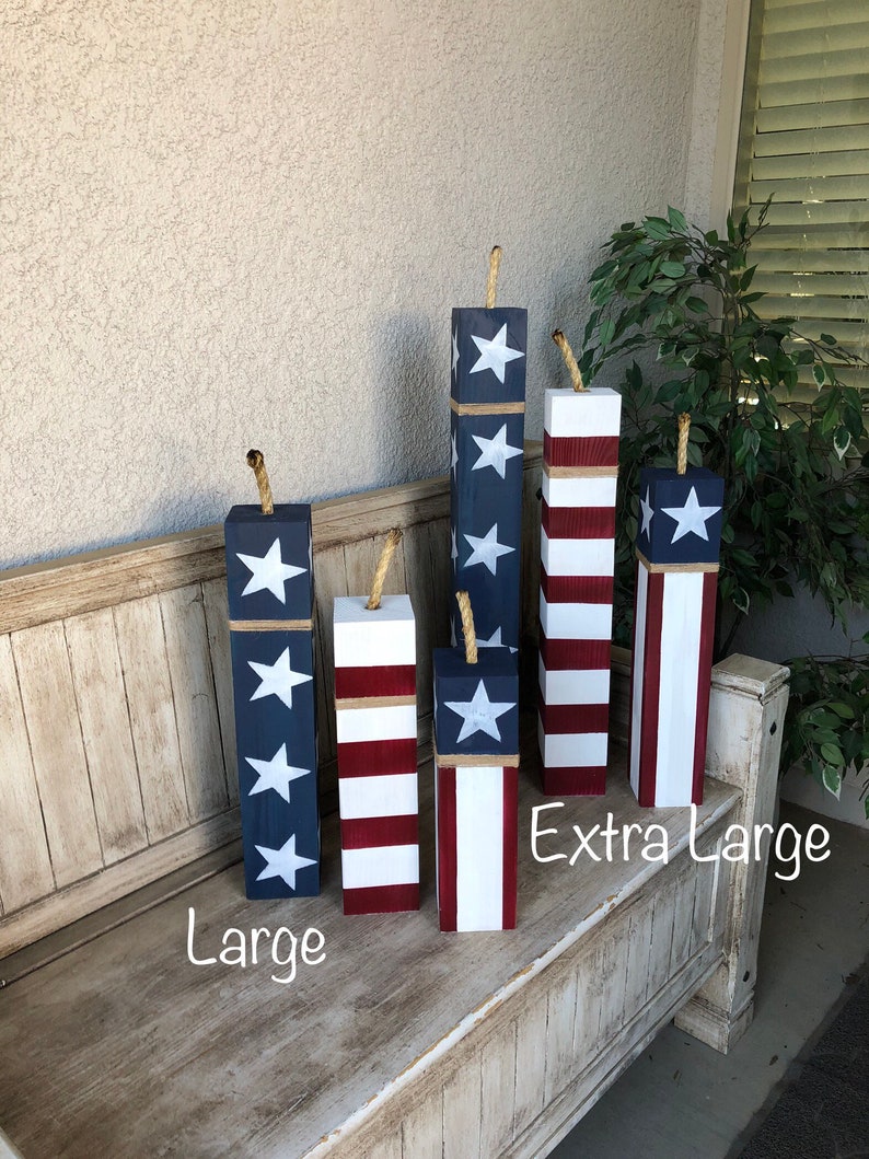 Firecracker Set 4th of July Fourth of July 3 Piece Wood | Etsy