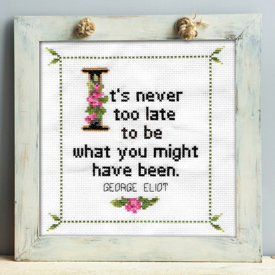 George Eliot Quote Easy Cross Stitch Pattern PDF: It's Never Too Late ...