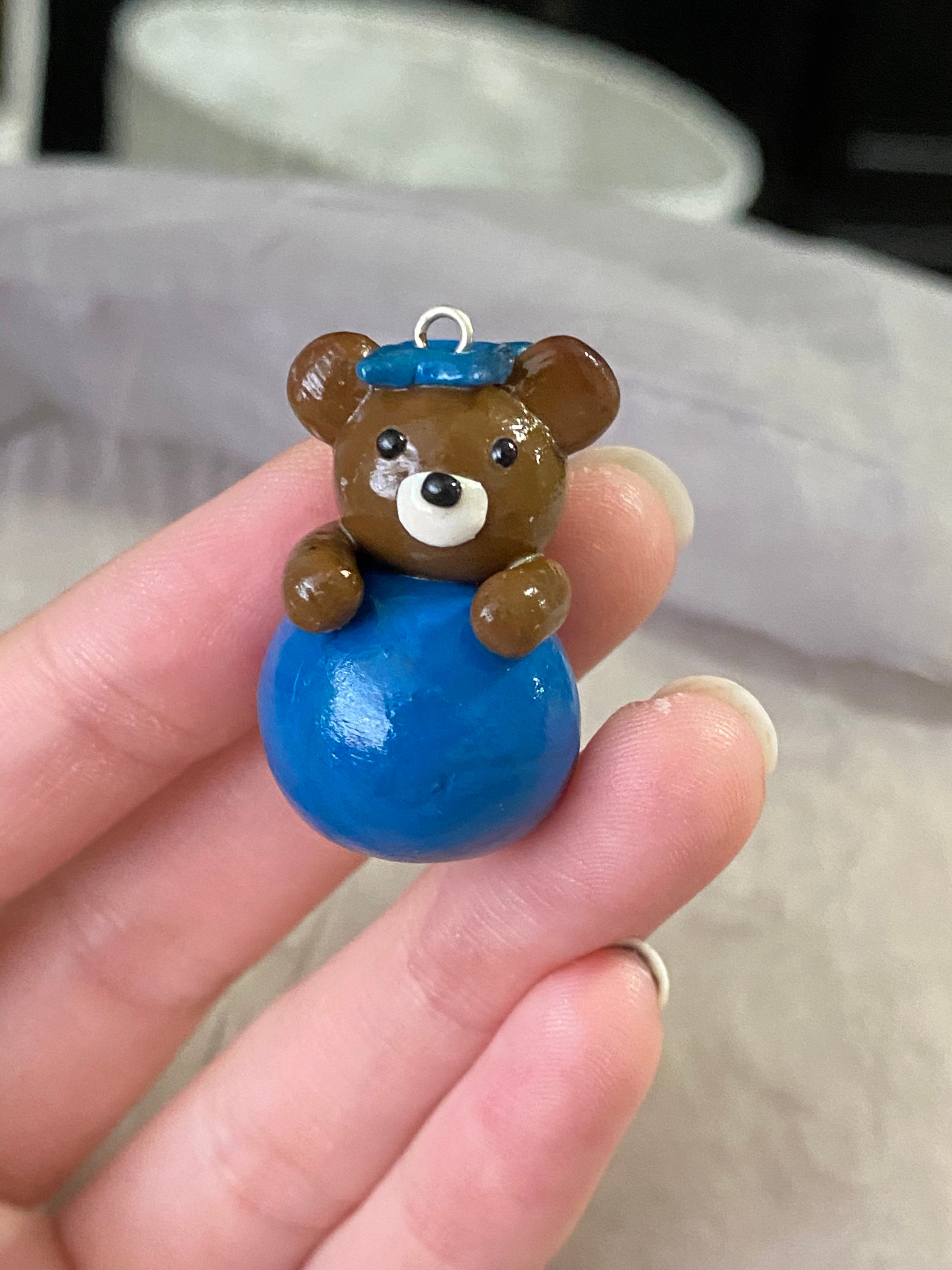 BlueBEARy Polymer Clay Blueberry Bear Charm | Etsy