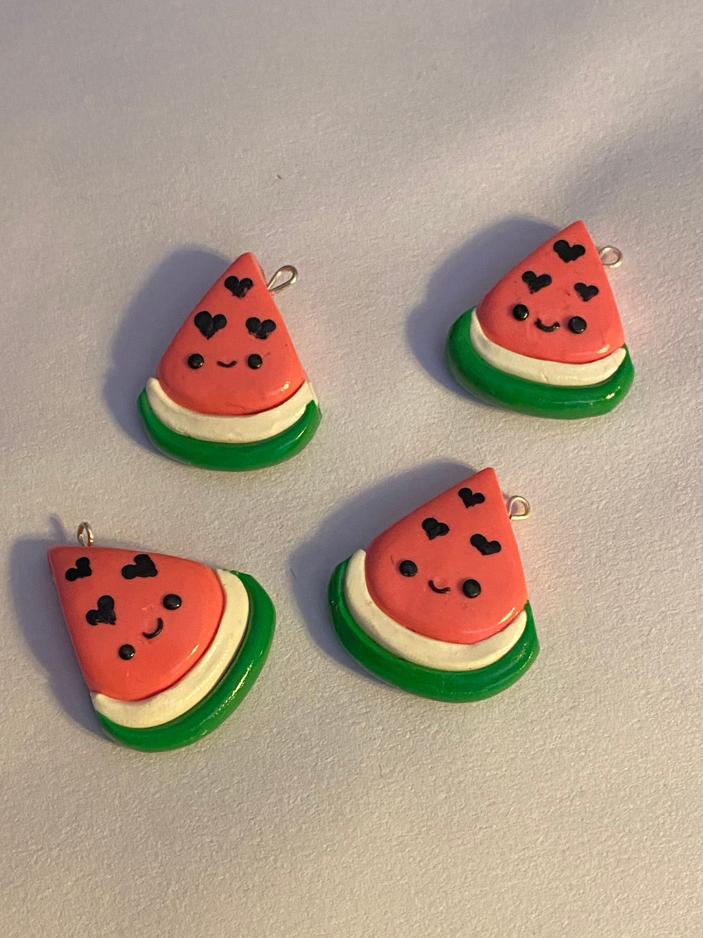 Watermelon Charms Polymer Clay Heart Watermelon Charm | Etsy
