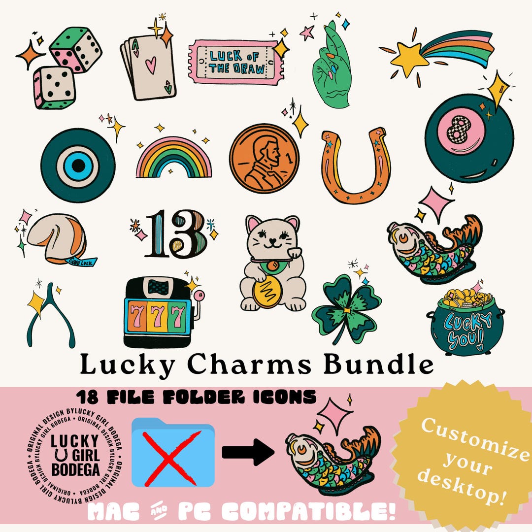 Lucky Charms Desktop Icons: Hand-drawn Folder Organization (PNG + ICO ...