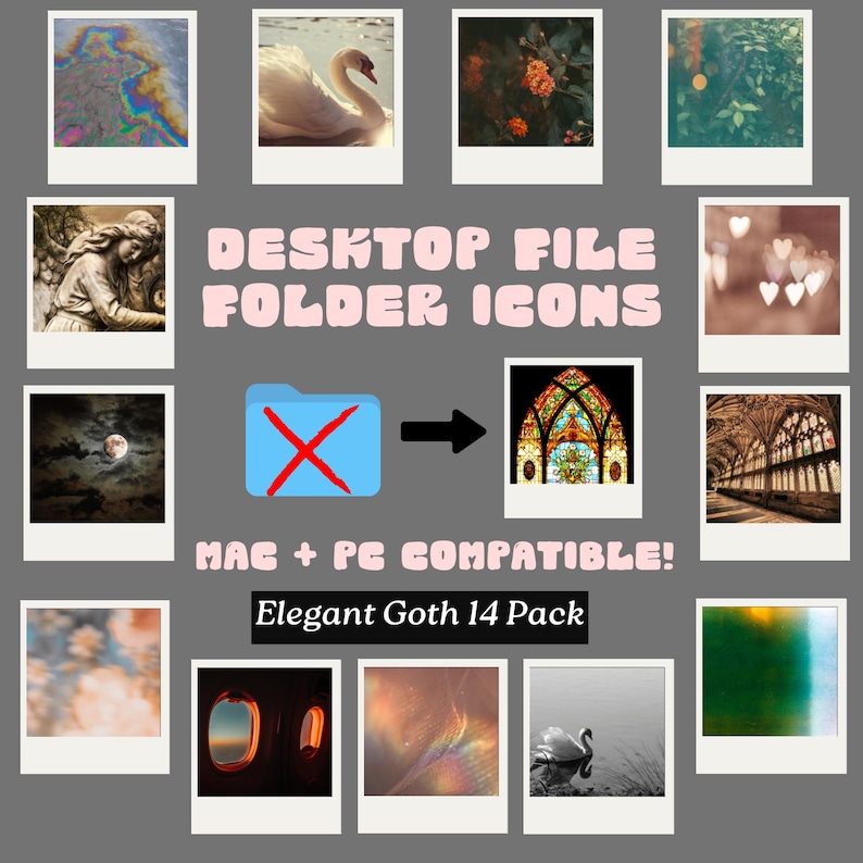 Elegant Gothic File Folder Icons for Desktop Organization | 14 Pack for ...