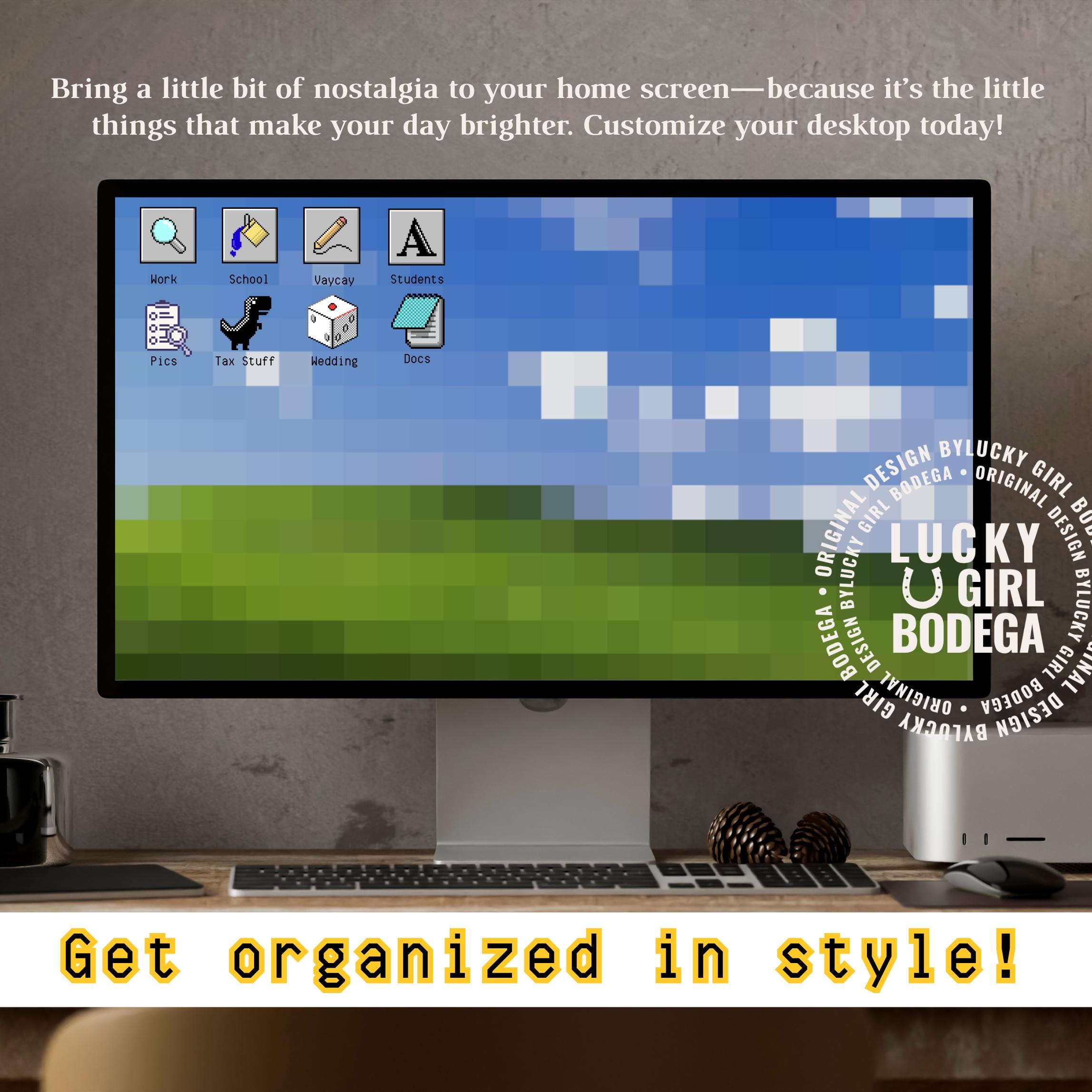 Y2K Computer Icons: Retro Pixel Art Desktop Folders (ICO, PNG Digital ...