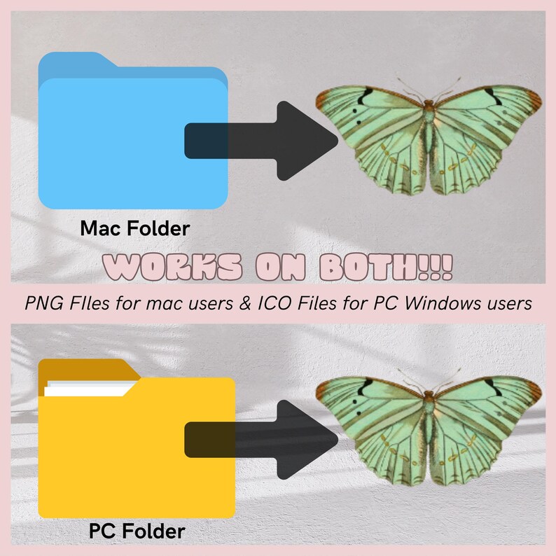 Butterfly Desktop Icons: Floral & Insect File Folders (mac + PC - 18 ...
