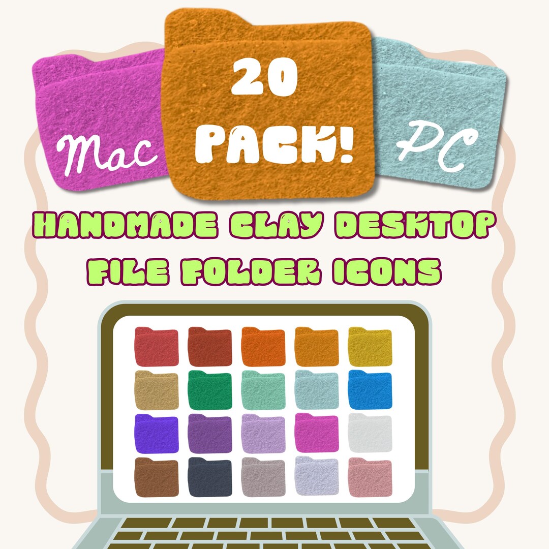 Handmade Felt Folder Icons: Rainbow Desktop Files for Mac & PC (digital ...