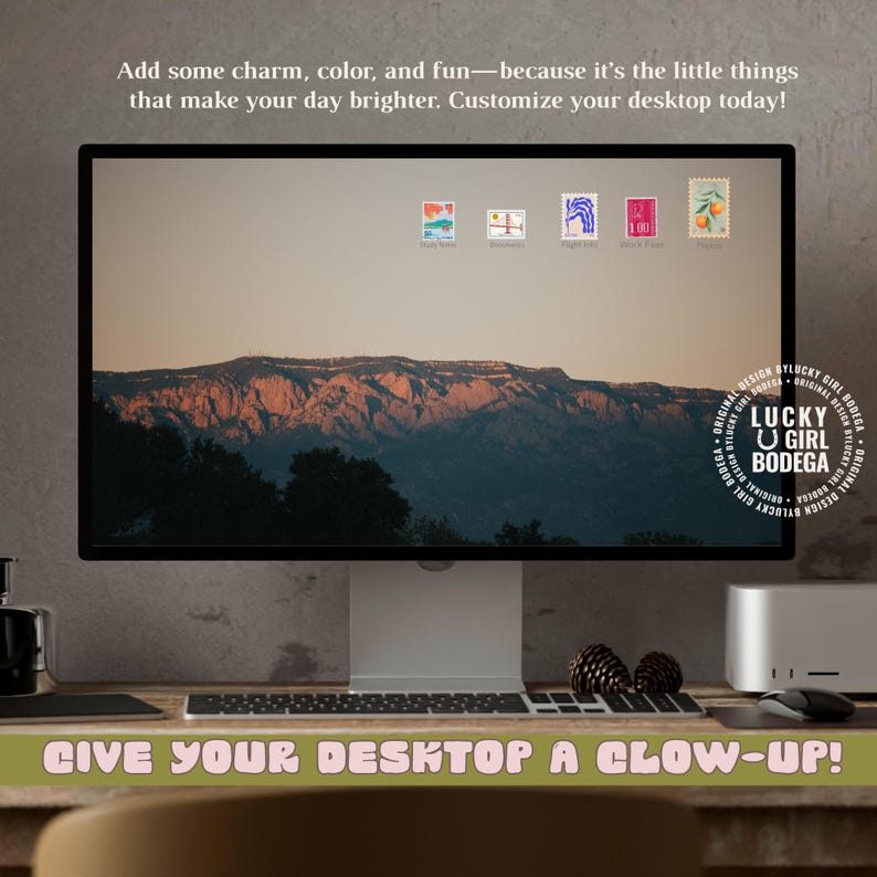 Mac & PC Desktop File Folder Icons Postage Stamp Computer Organizer ...