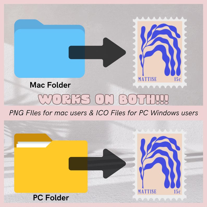 Postage Stamp Desktop Folder Icons, Mac & PC, Aesthetic Organizer ...