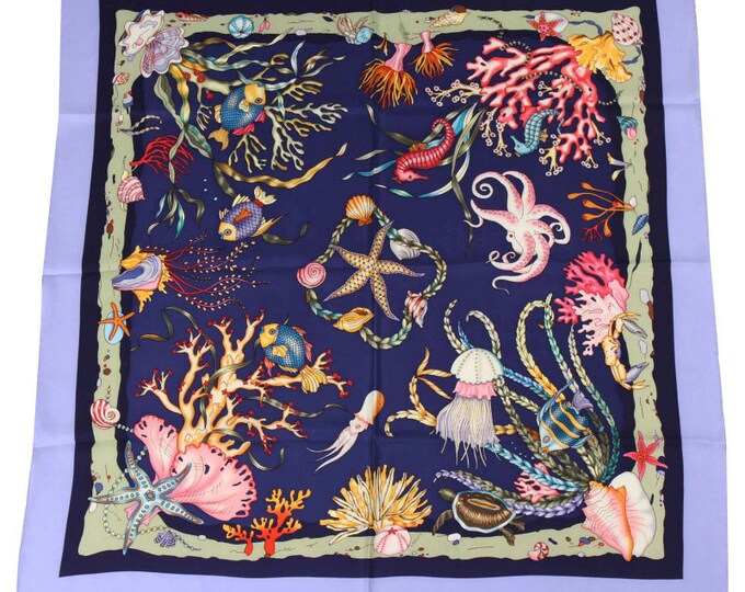 J-crew Under the Sea Silk Scarf 100% Silk Twill Scarves Shawl Bandanda ...