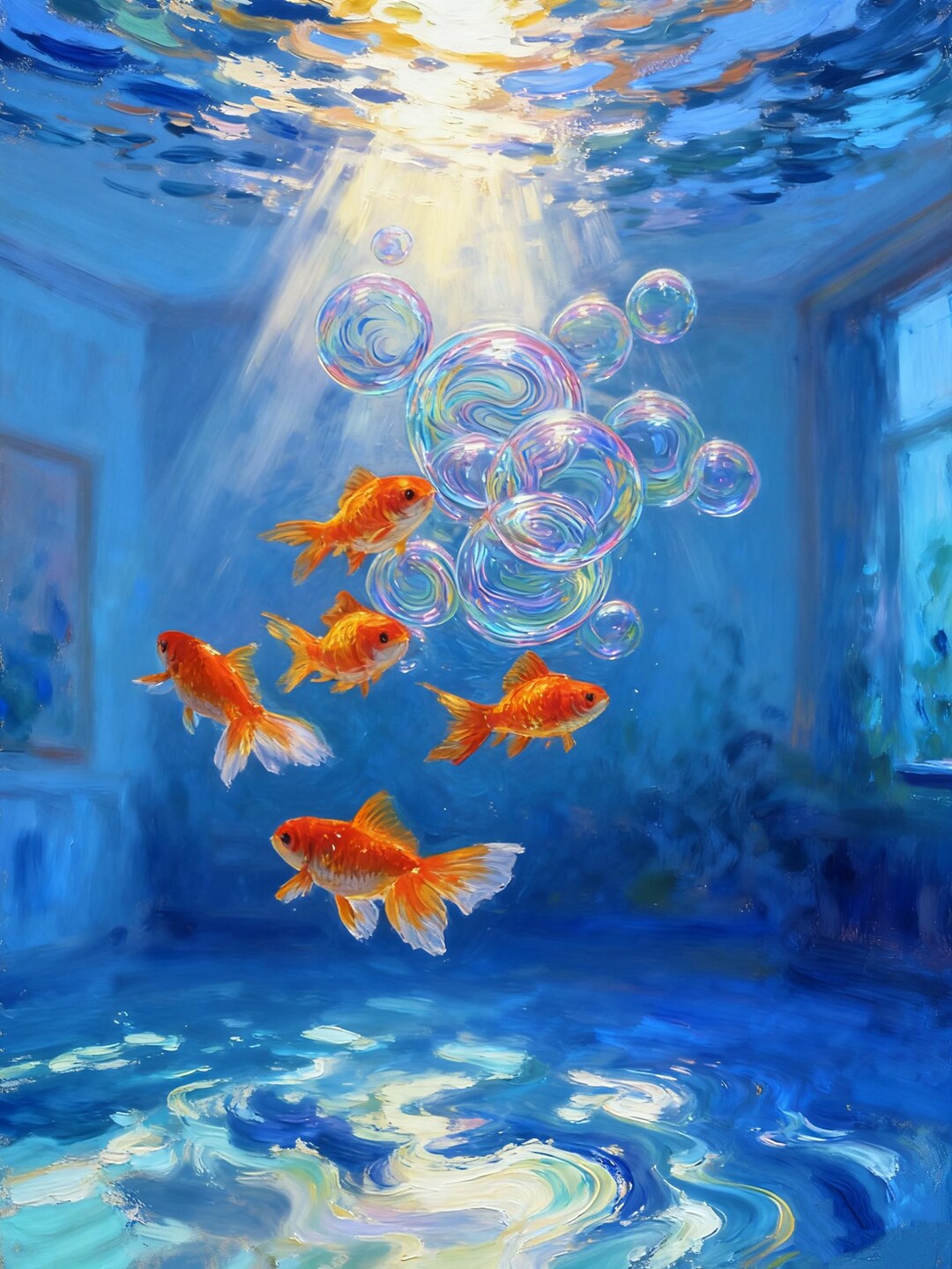 Dreamcore Fish Art, Healing Goldfish Portrait, Custom Aquarium Fish Art ...