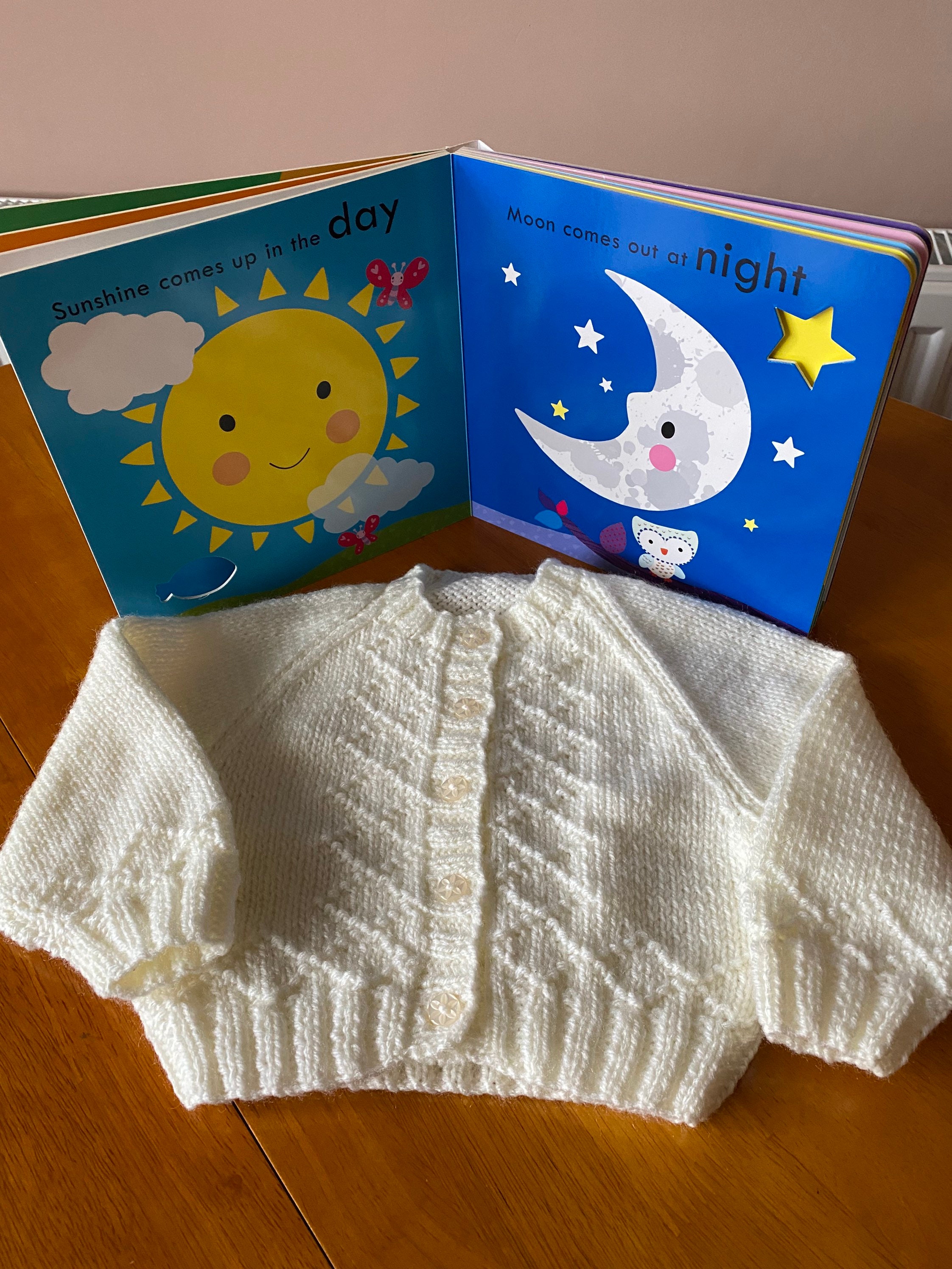 Hand Knit Baby Cardigan With Attractive Diamond Pattern. Suitable for ...