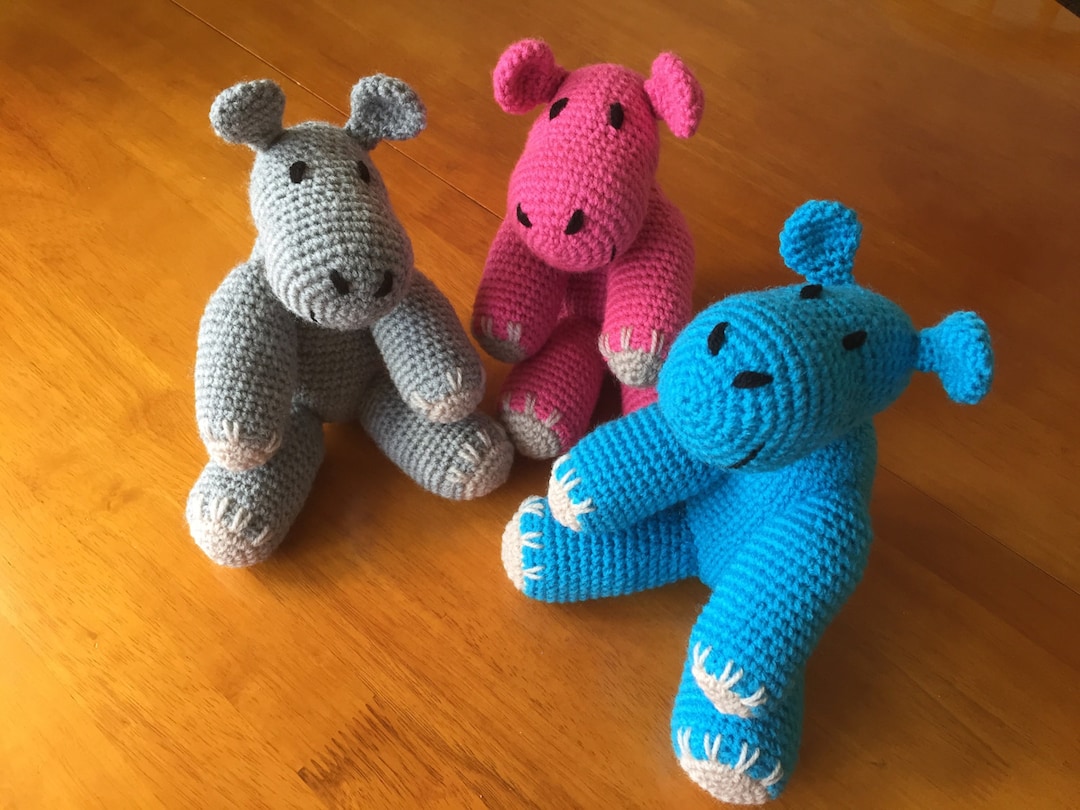 Crochet Hippo Toy: Handmade Acrylic Yarn Stuffed Animal - Etsy