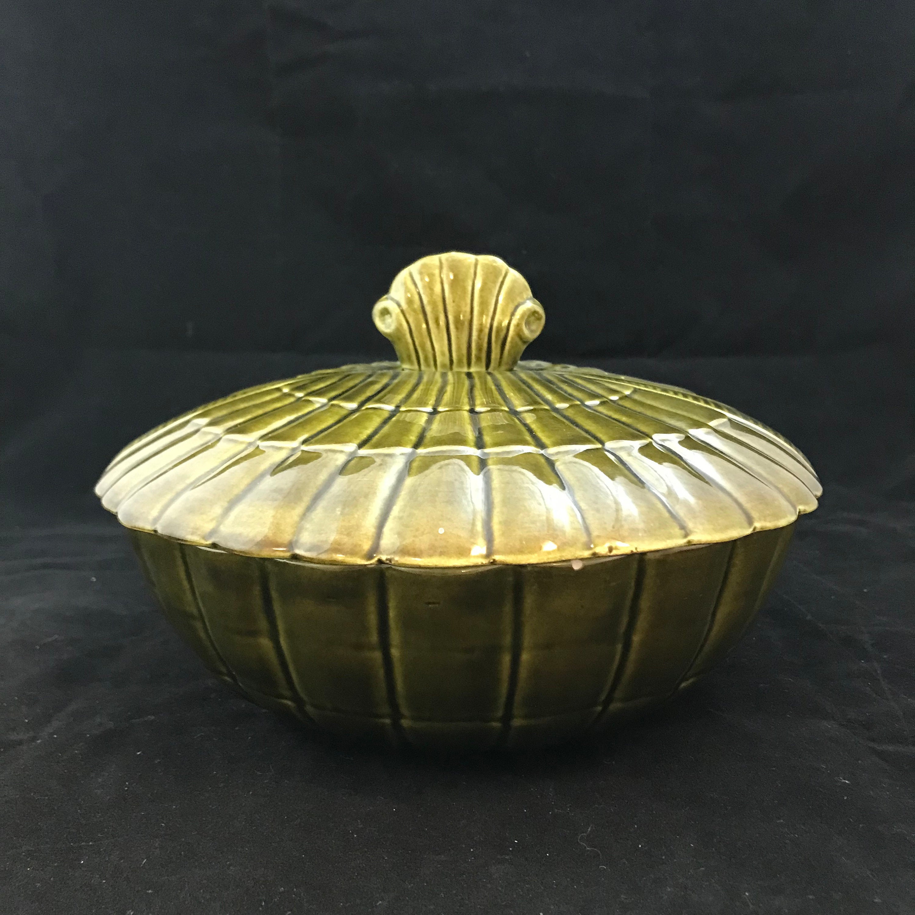 Vintage California USA Pottery Shell Bowl W/ Lid 304 - Etsy