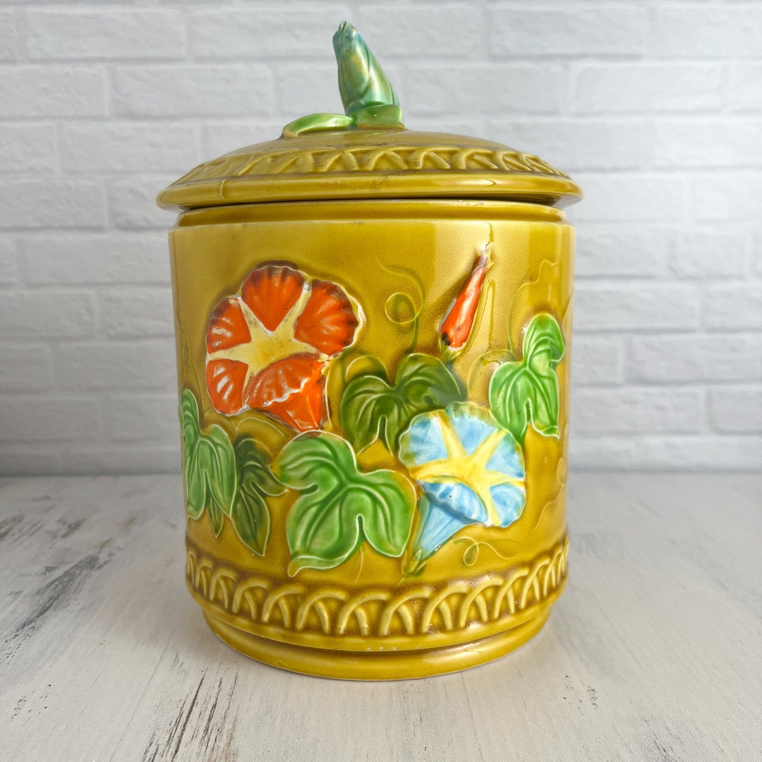 Unique Vintage JAPAN Morning Glory Ceramic Cookie Jar - Etsy