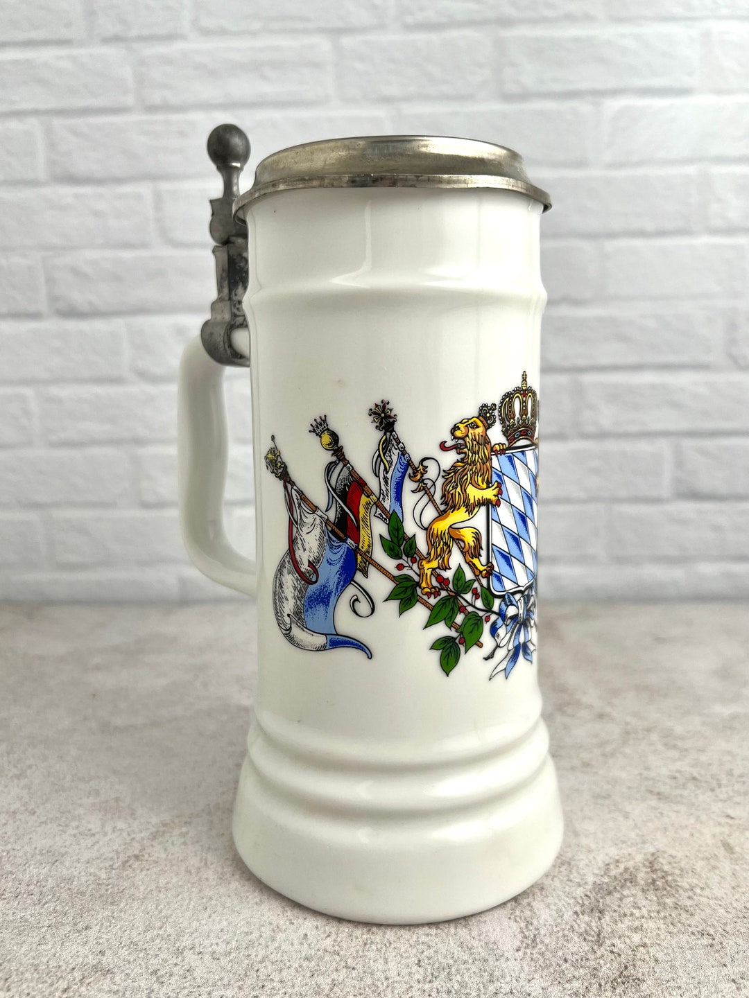 ZINN German Beer Stein With Pewter Hinged Lid - Etsy
