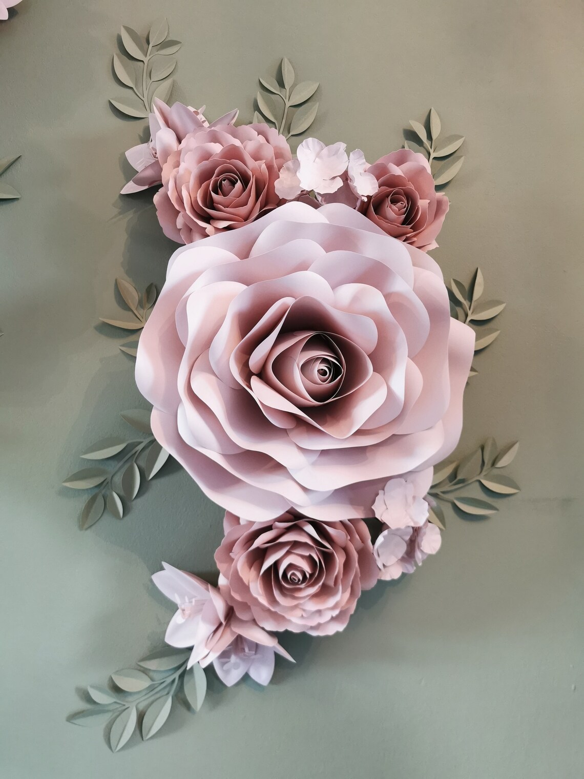 Giant Paper Flower Wall Decor, Pink Rose Wall Decor, Paper Flowers for ...