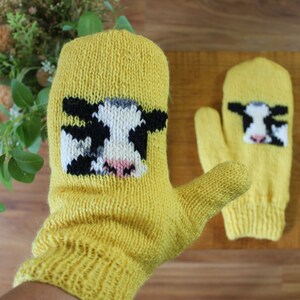 Cow Mittens / Yellow Cow Mittens / Brown Cow Mittens / Gray Cow Mittens ...