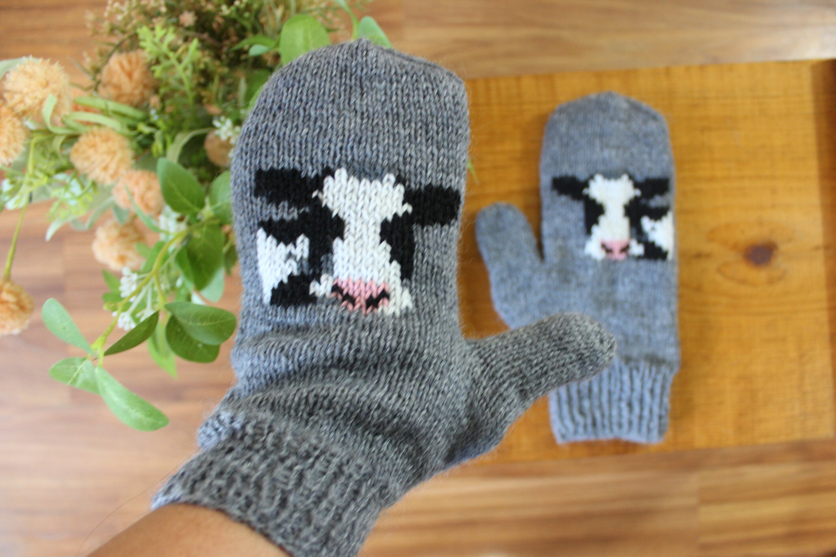 Cow Mittens / Yellow Cow Mittens / Brown Cow Mittens / Gray Cow Mittens ...