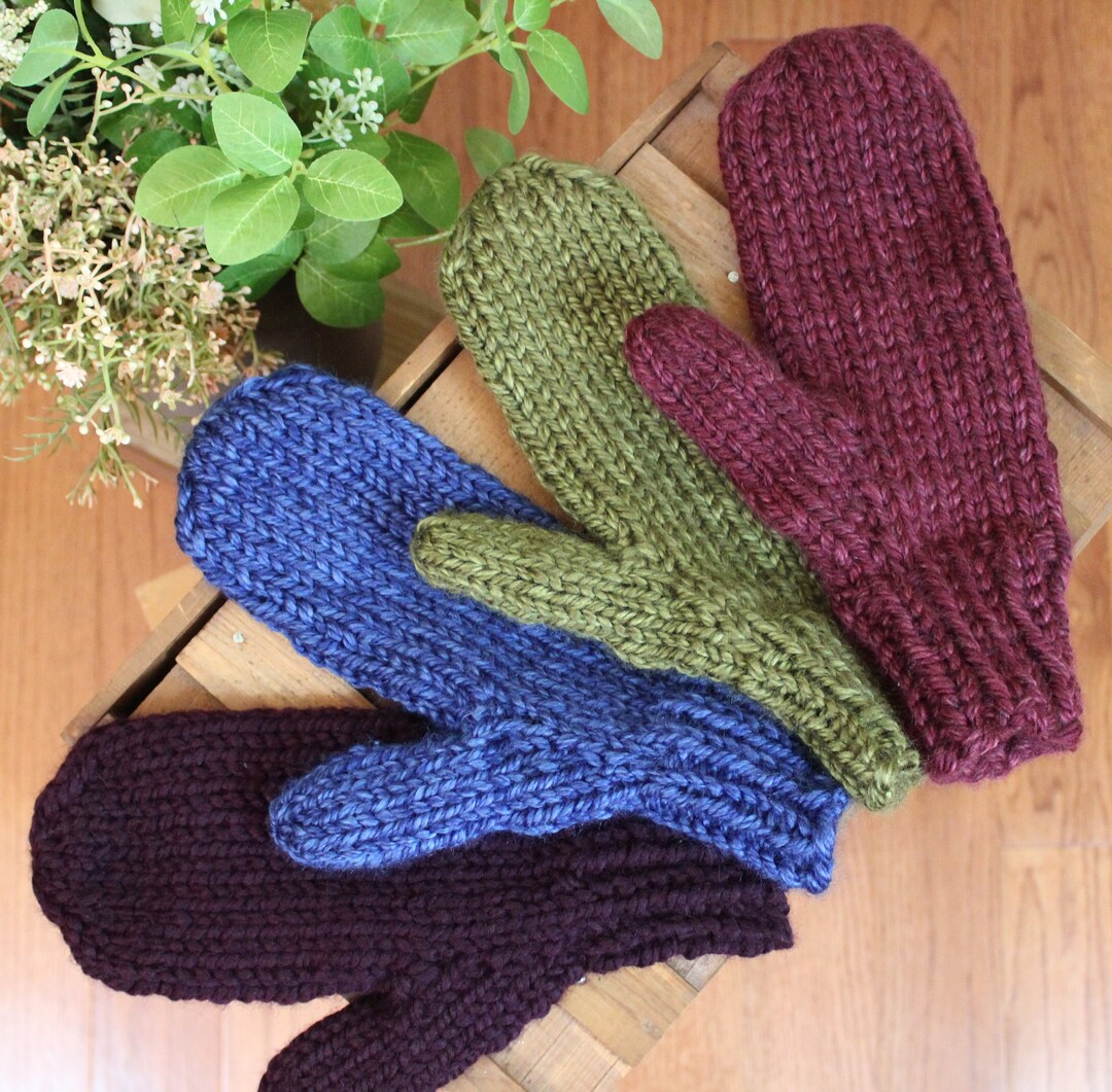Chunky Knit Mittens / Jewel Tone Chunky Mittens - Etsy