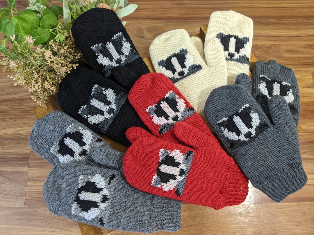 Badger Mittens / Wisconsin Badger Mittens / Bucky the Badger Mittens - Etsy