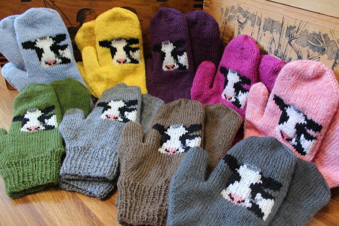 Cow Mittens / Yellow Cow Mittens / Brown Cow Mittens / Gray Cow Mittens ...