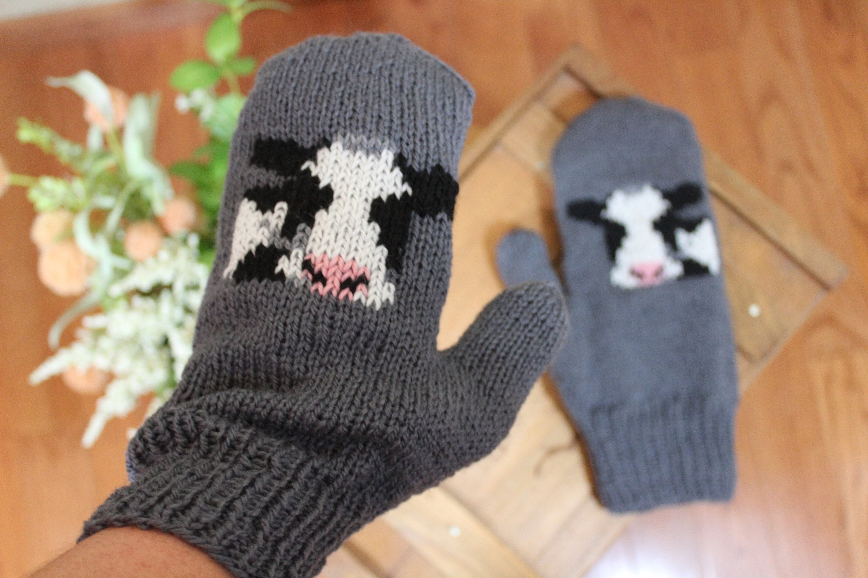 Cow Mittens / Yellow Cow Mittens / Brown Cow Mittens / Gray Cow Mittens ...