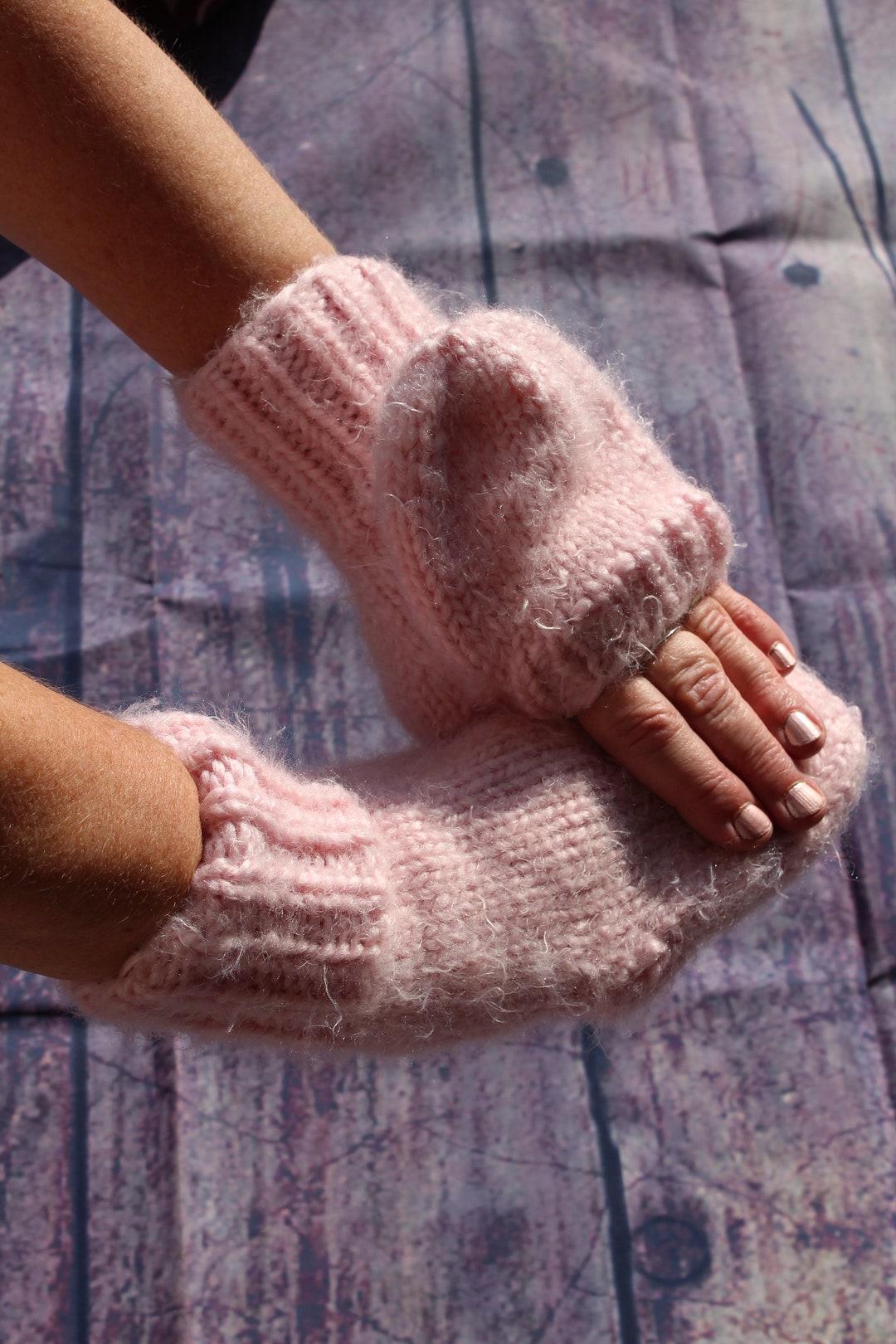 Light Pink / Blush Pink Convertible Fingerless Gloves With - Etsy