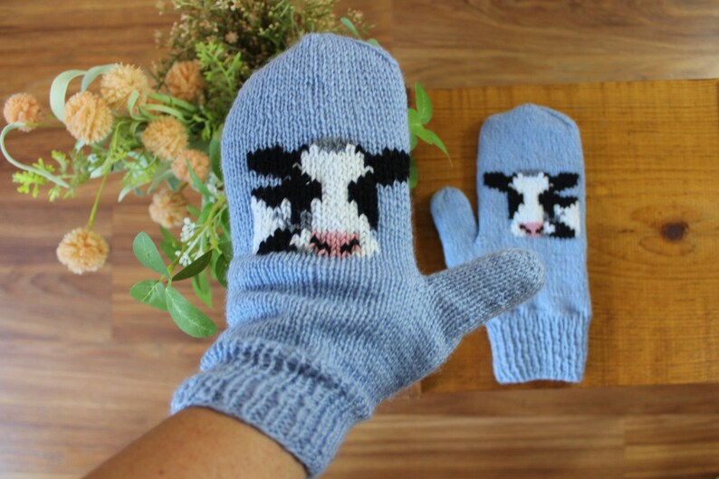 Cow Mittens / Yellow Cow Mittens / Brown Cow Mittens / Gray Cow Mittens ...