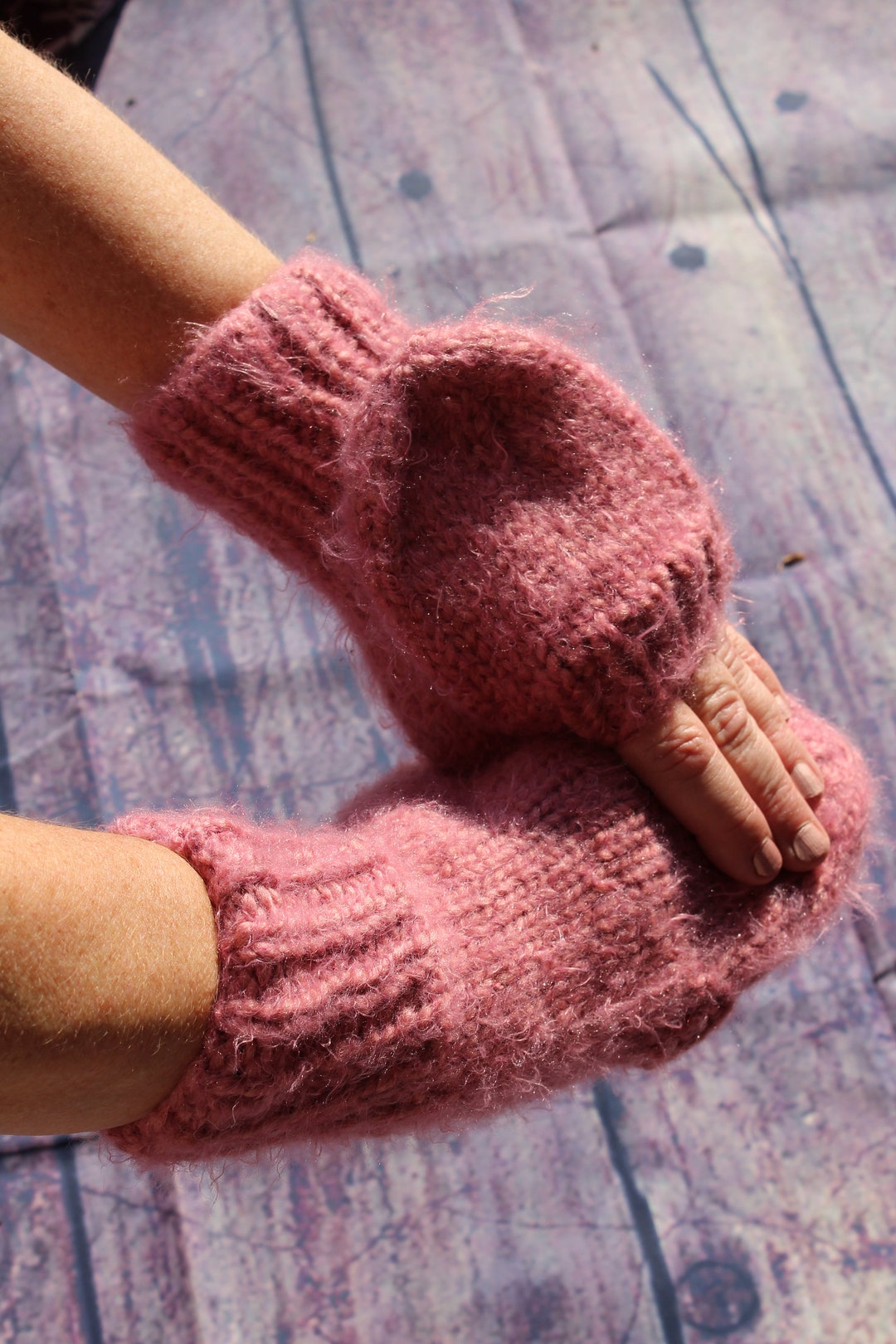 Rose Pink Convertible Fingerless Gloves With Mitten Flap - Etsy