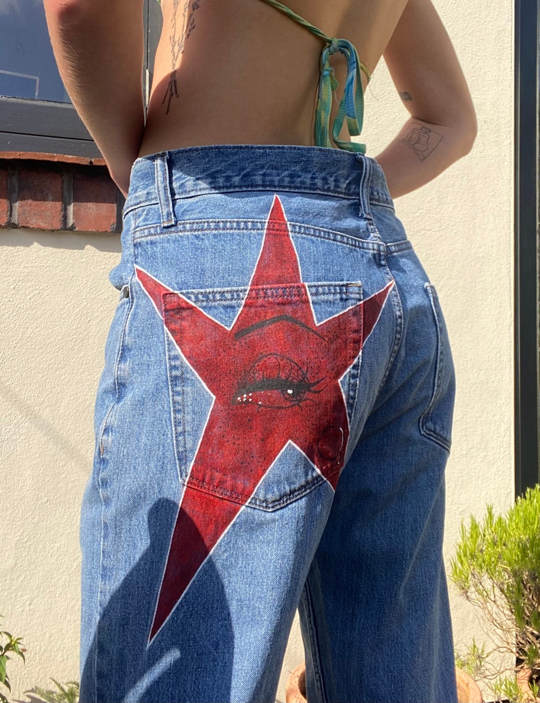 Ur a Star Vintage Painted Jeans - Etsy UK
