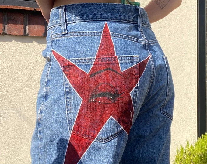 Ur a Star ! Vintage Painted Jeans - Etsy UK
