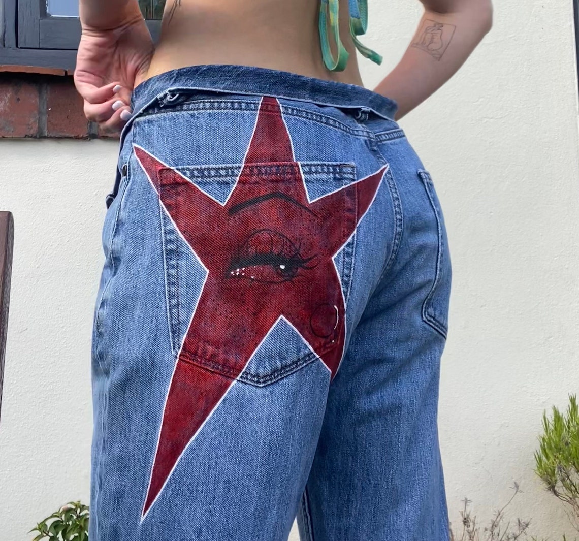 Ur a Star Vintage Painted Jeans - Etsy UK