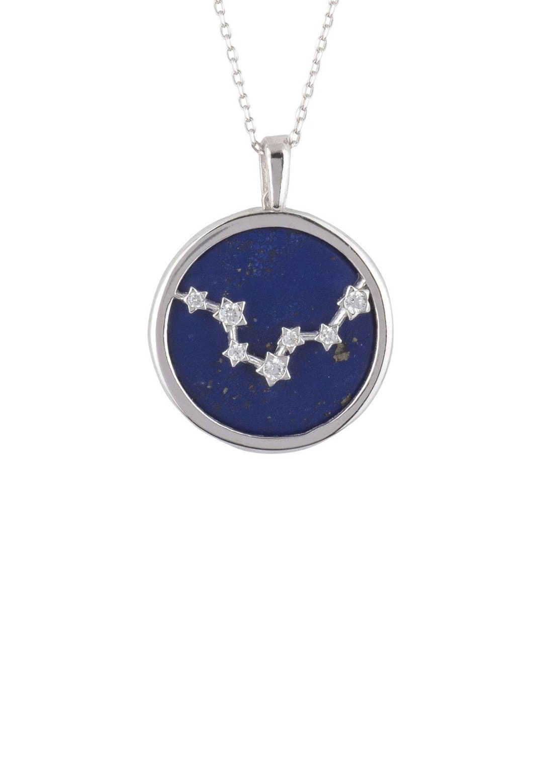 Lapis Lazuli Zodiac Pendant Necklace, Sterling Silver Constellation - Etsy
