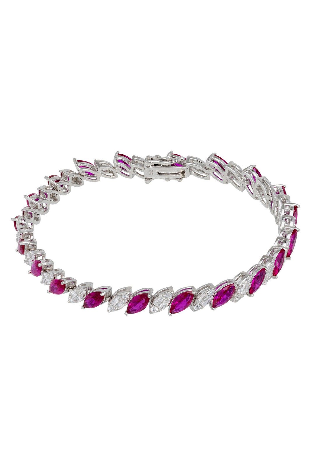 Viscountess Tennis Bracelet Ruby Silver for Women, 925 Sterling Silver ...