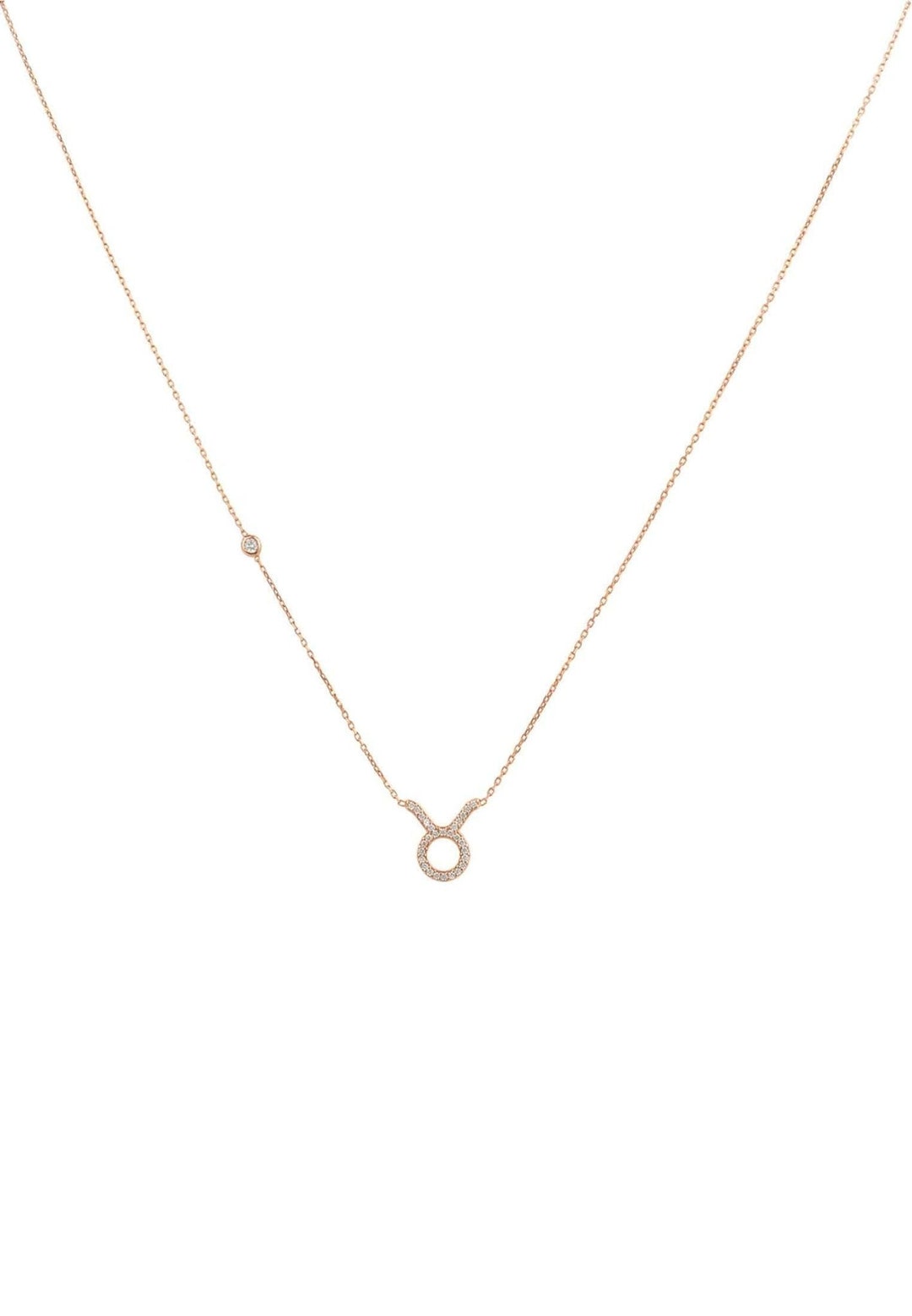 Latelita Rose Gold Taurus Zodiac Sign Pendant Necklace (adjustable 40 ...