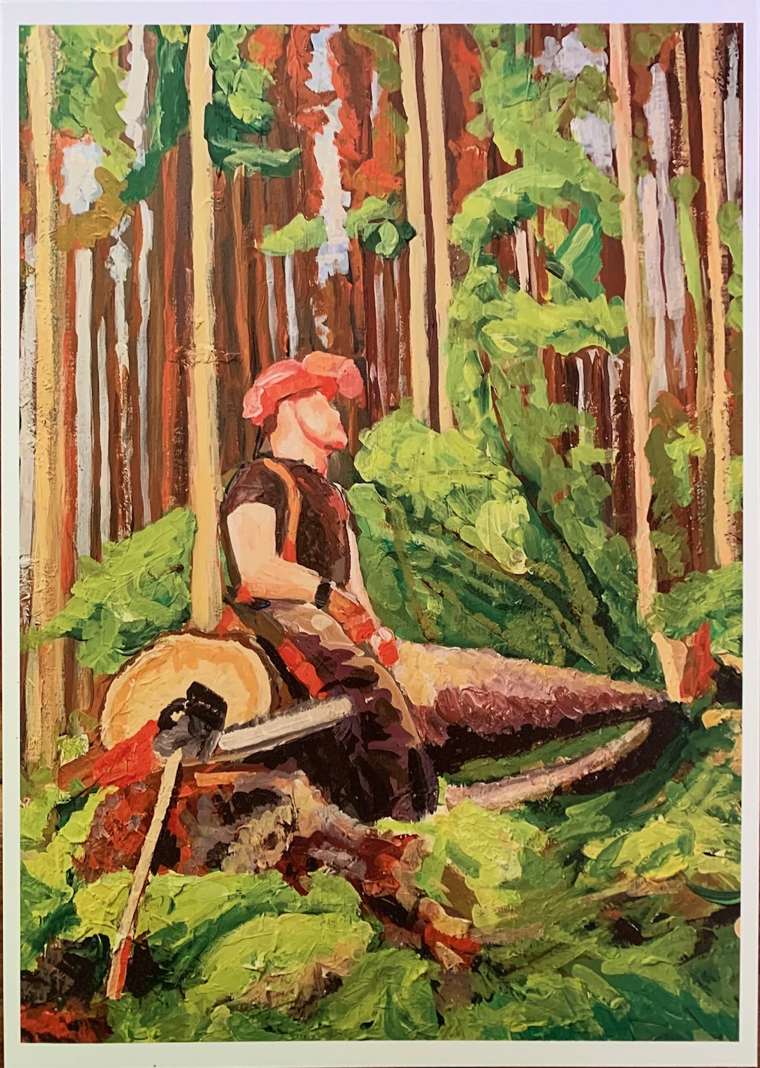 Lumberjack Portrait Print: Impressionist Forest Artwork (A4) - Etsy