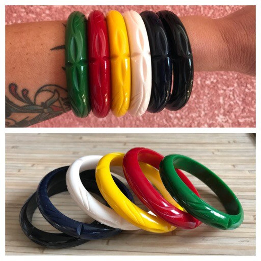Vintage Inspired Bangles, 40s 50s Style, Carved Style, Bakelite Style ...